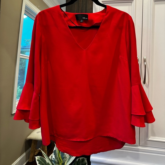 Fate | Tops | Sexy Red Blouse With Ruffles 34 Sleeves | Poshmark